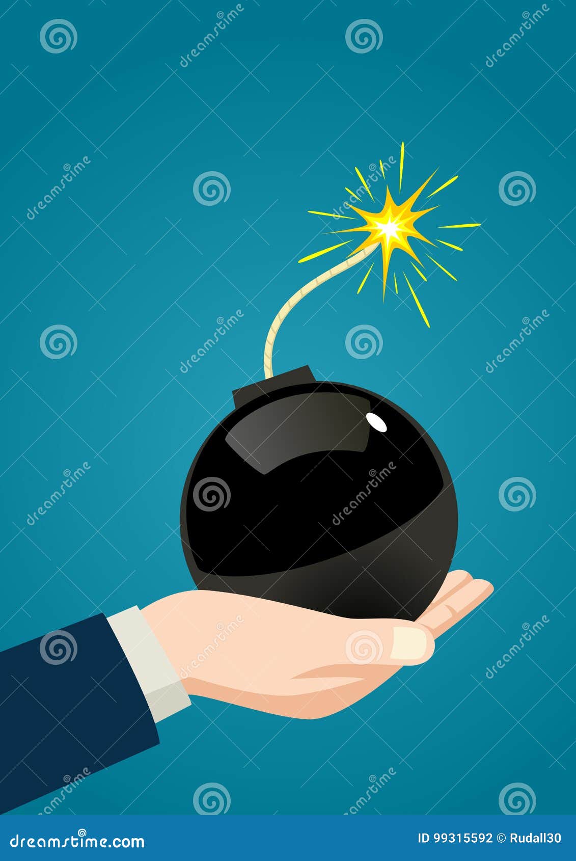 Hand holding a bomb stock vector. Illustration of present - 99315592