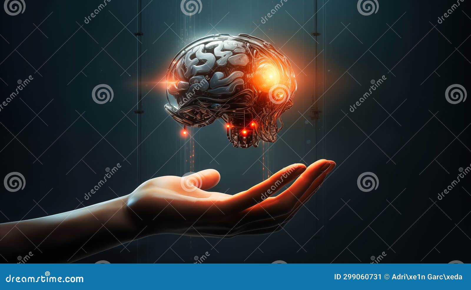 Hand Holding Brain in Palm. Stock Illustration - Illustration of brain ...