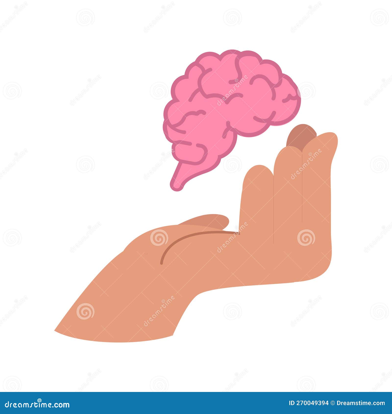Hand Holding with Brain Vector Stock Vector - Illustration of heart ...