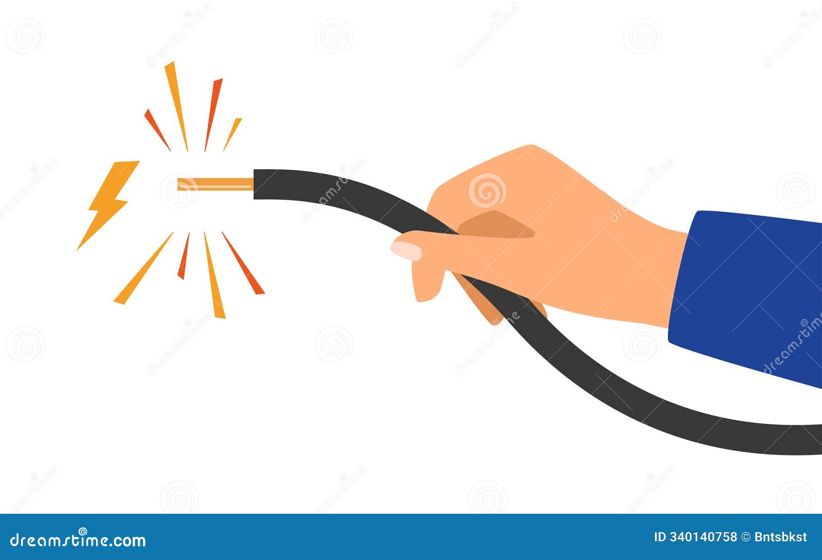 Broken Electrical Copper Wire Or Cord. Damaged Electric Power Cable ...