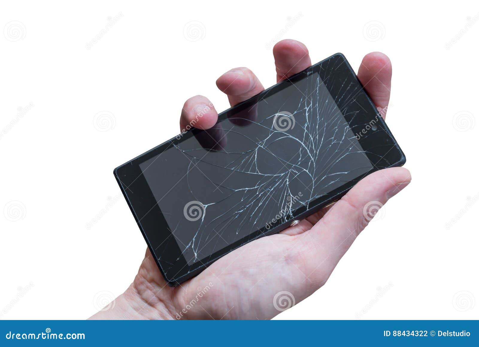 Hand Holding a Broken Smartphone, Isolated on White Stock Photo - Image ...