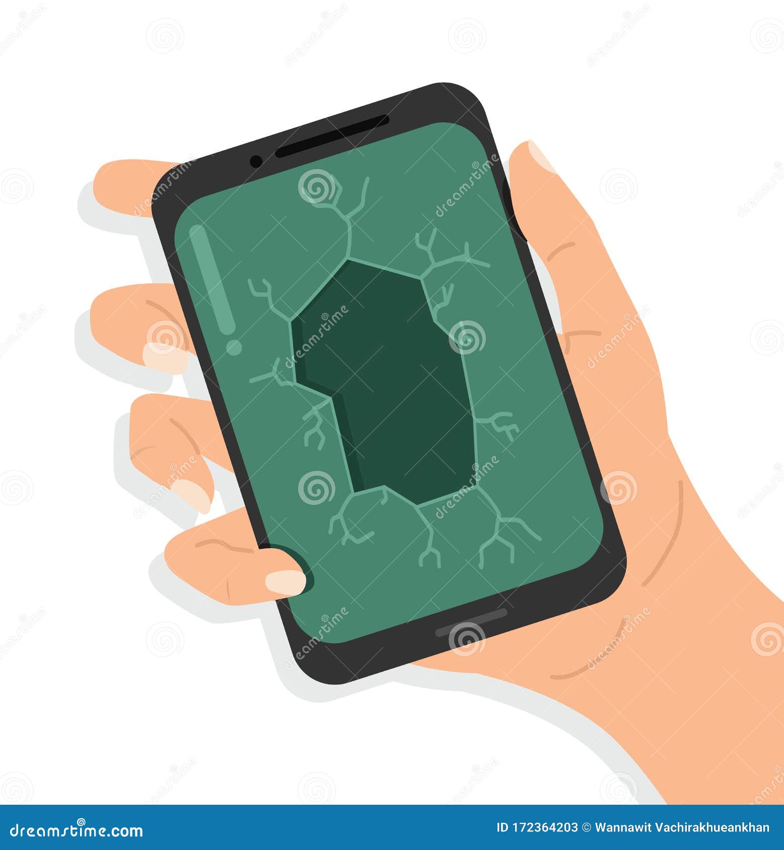 Hand Holding Broken Smartphone Vector Stock Vector - Illustration of ...