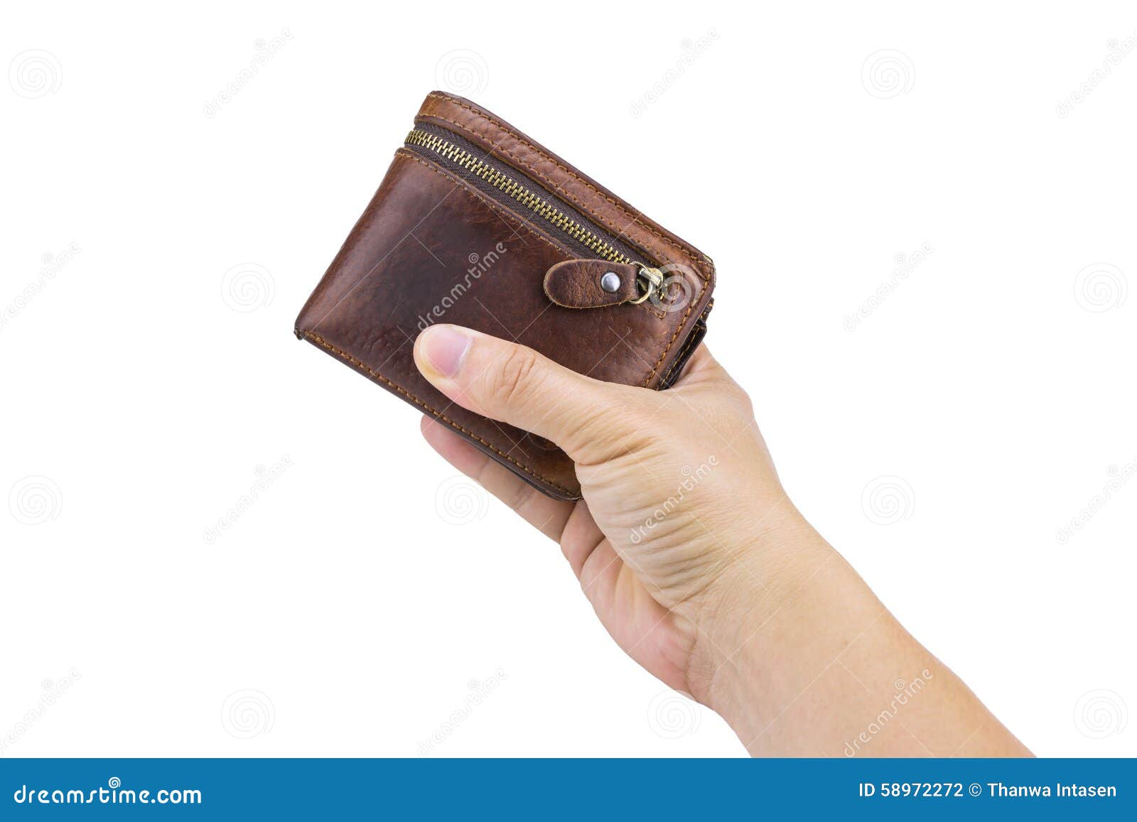 Hand Holding a Brown Leather Wallet Stock Photo - Image of person ...