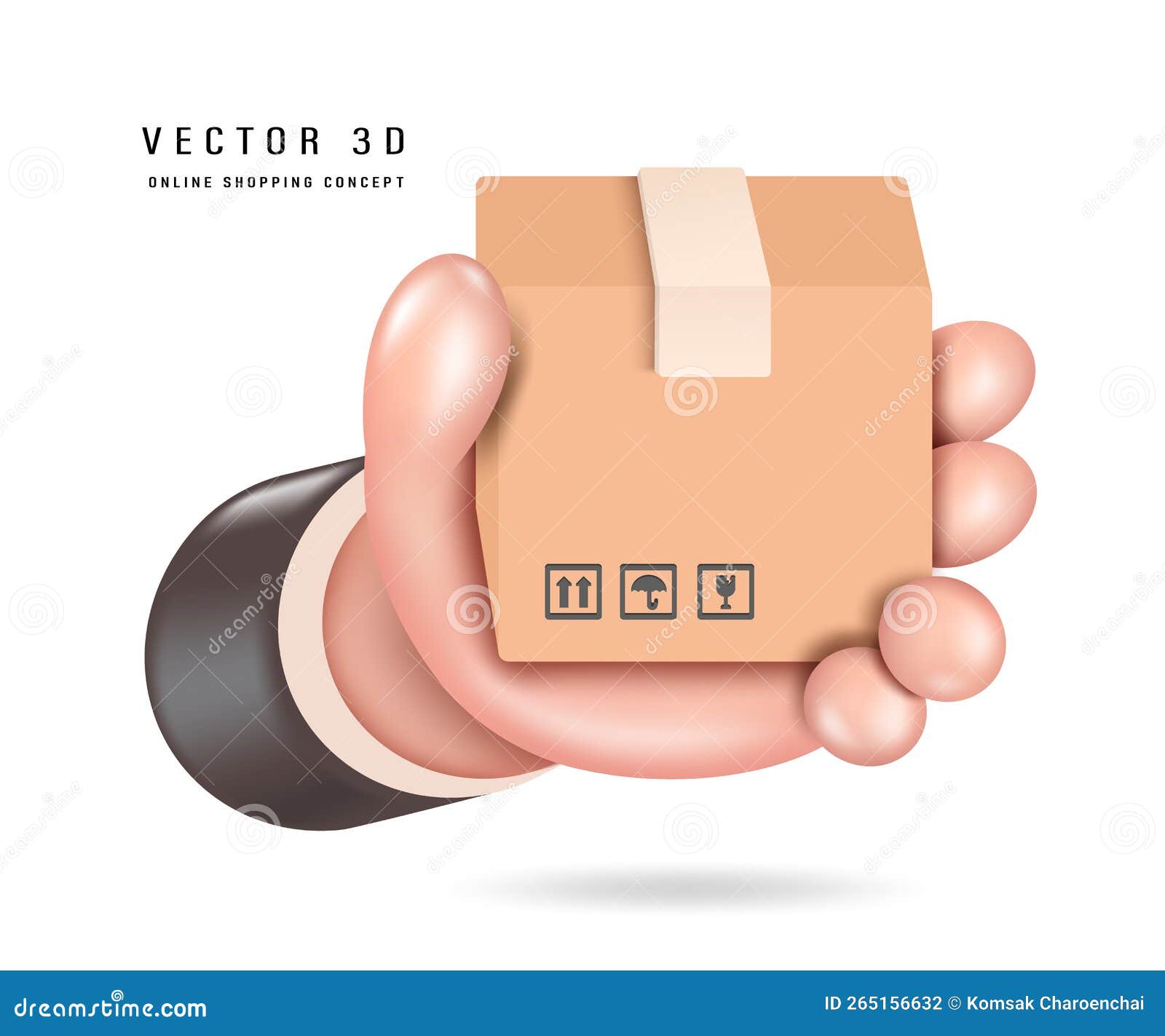 Hand Holding a Brown Parcel Box and the Front of the Box is Facing the ...