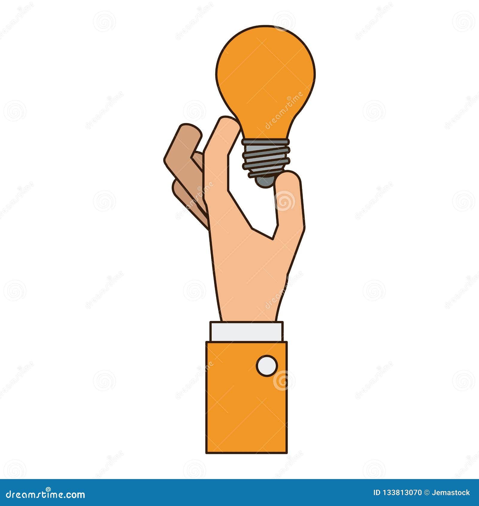 Hand holding bulb light stock vector. Illustration of hand - 133813070