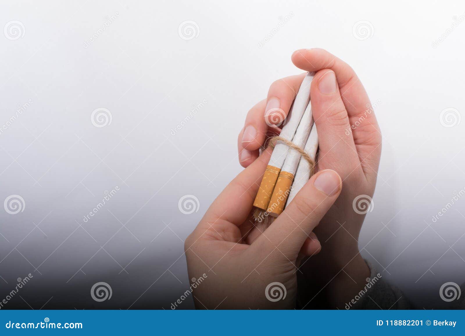 Hand is Holding Bundle of Cigarettes on White Stock Image - Image of ...