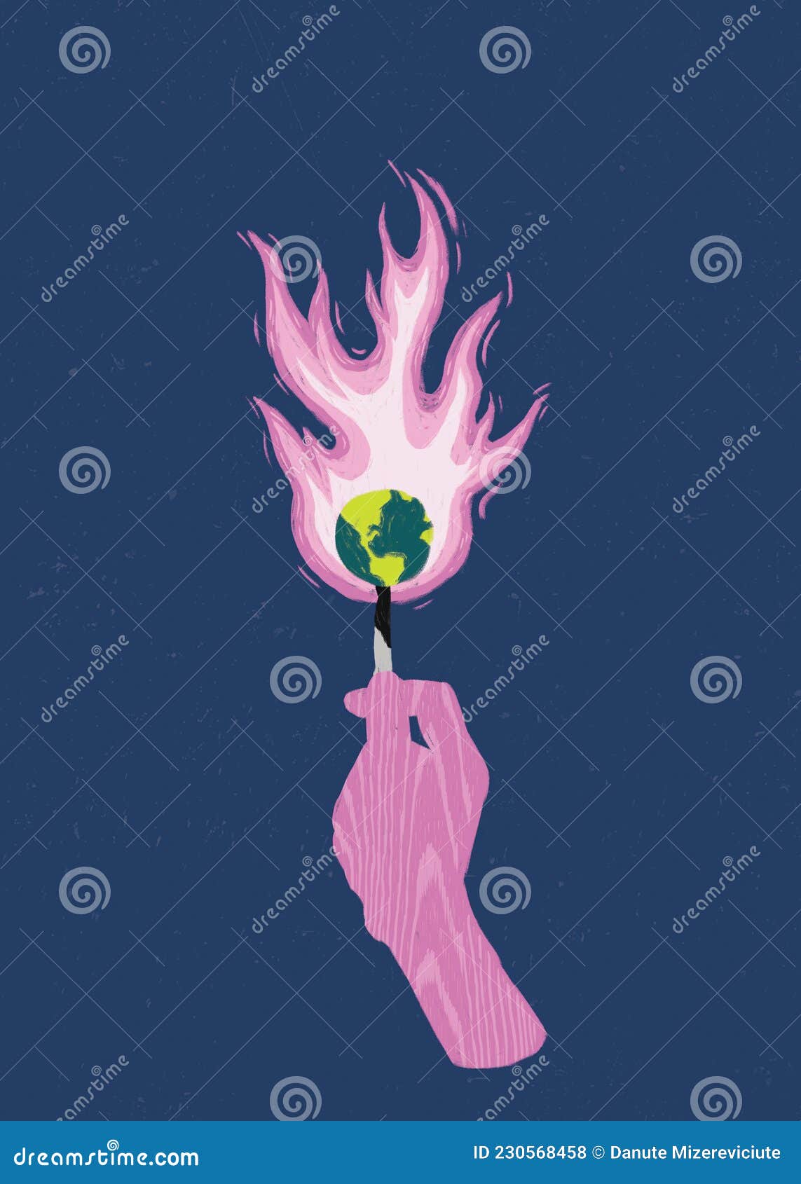Hand Holding the Burning Earth Stock Illustration - Illustration of ...