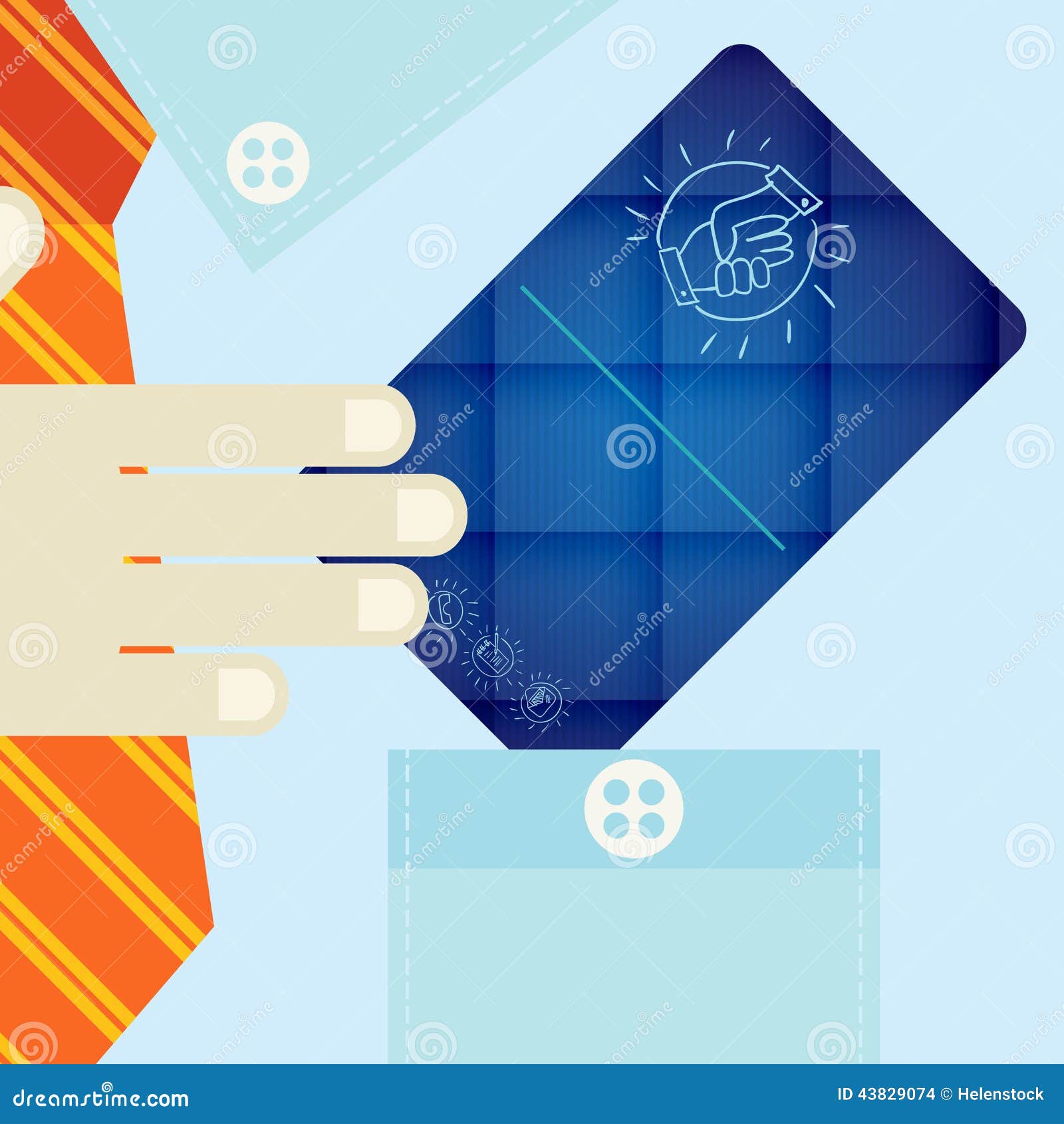 Hand Holding Business Card in Flat Design Style Stock Vector ...