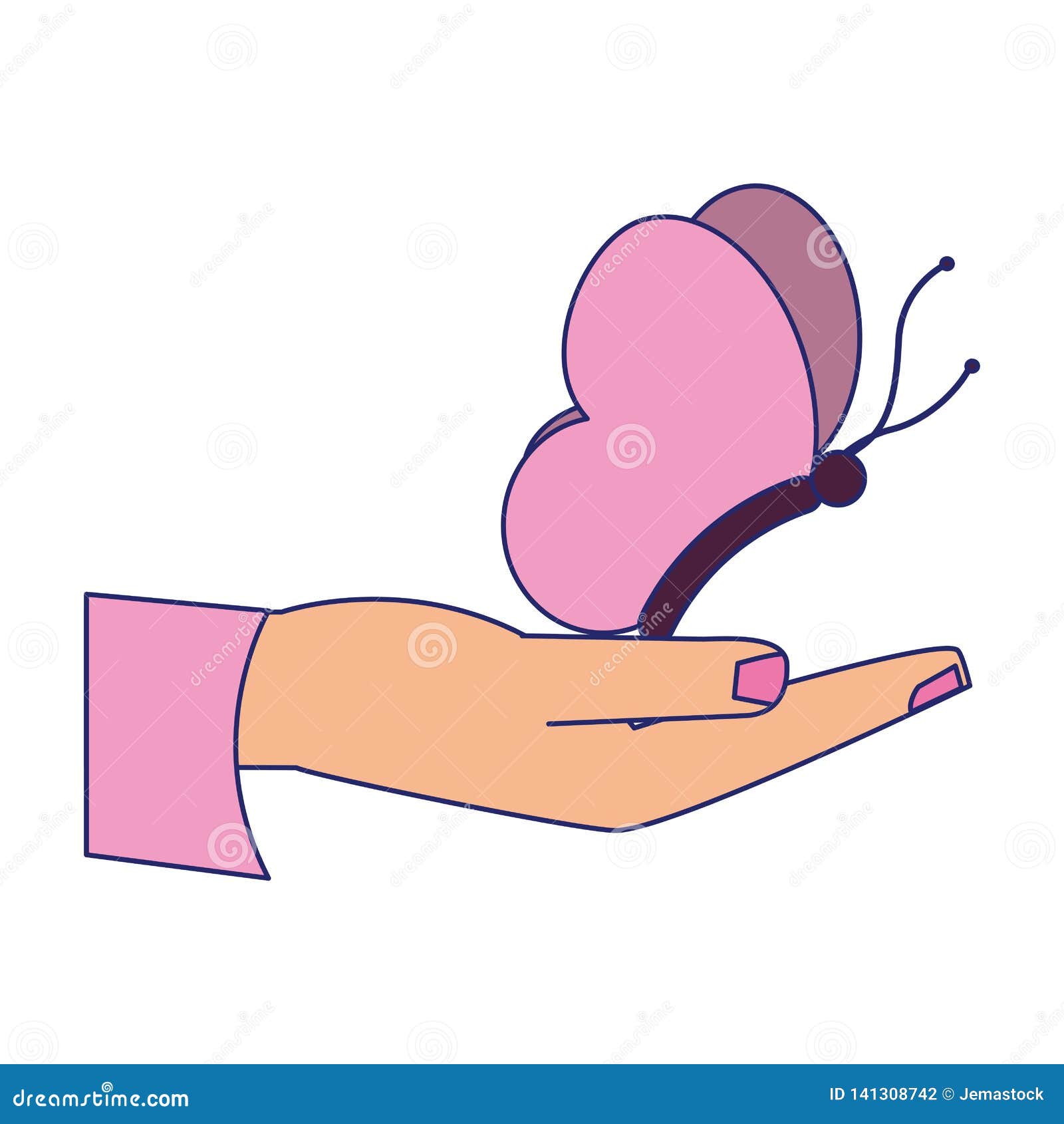 Hand Holding Butterfly Cartoon Stock Vector - Illustration of ...