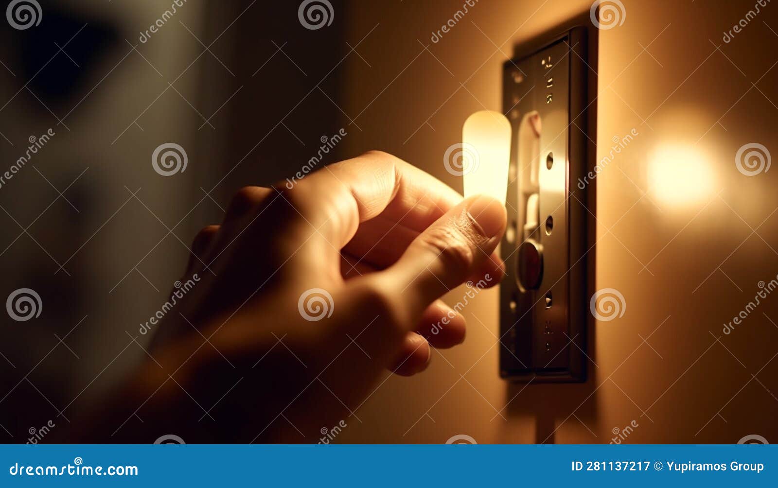 Hand Holding Button, Turning on Electricity for Glowing Lighting ...