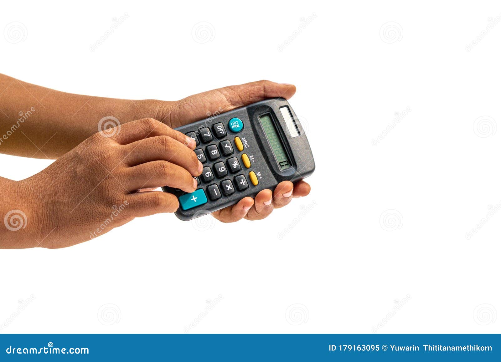 Hand Holding Calculator Isolated on White Background. Stock Image ...