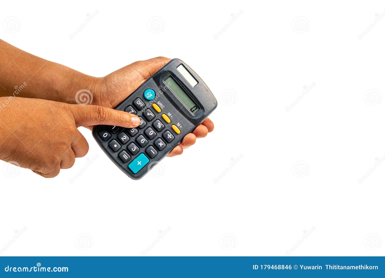 Hand Holding Calculator Isolated on White Background. Stock Photo ...