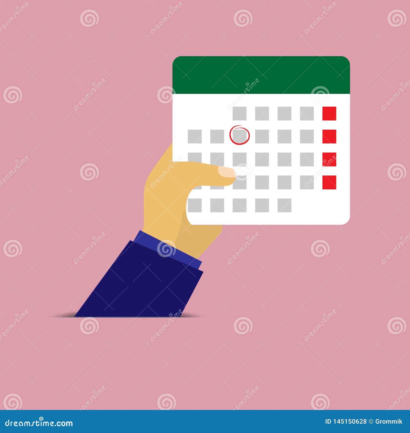 Hand Holding the Calendar Sheet, Flat Design Stock Vector ...