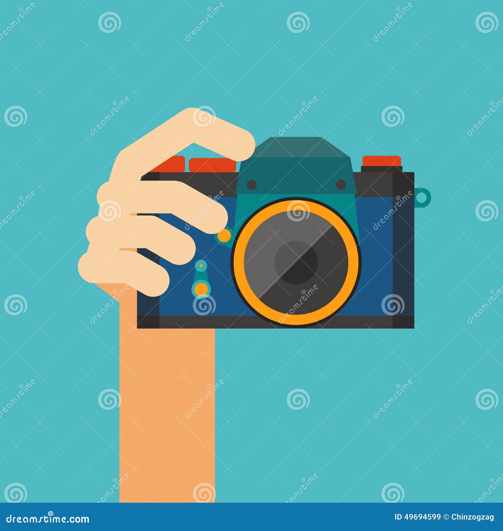 Hand holding camera stock vector. Illustration of photographer - 49694599