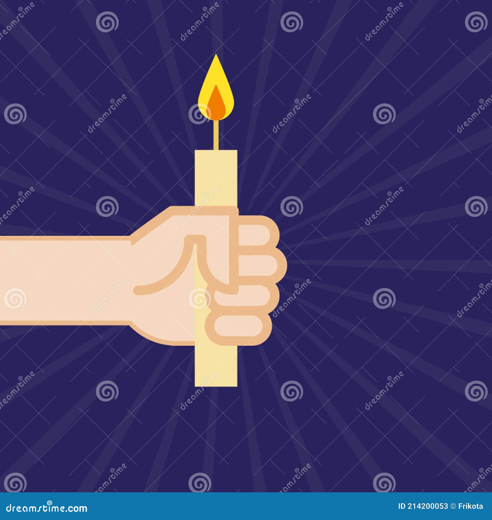 Hand Holding Candle. Vector Illustration, Flat Design Stock Vector ...