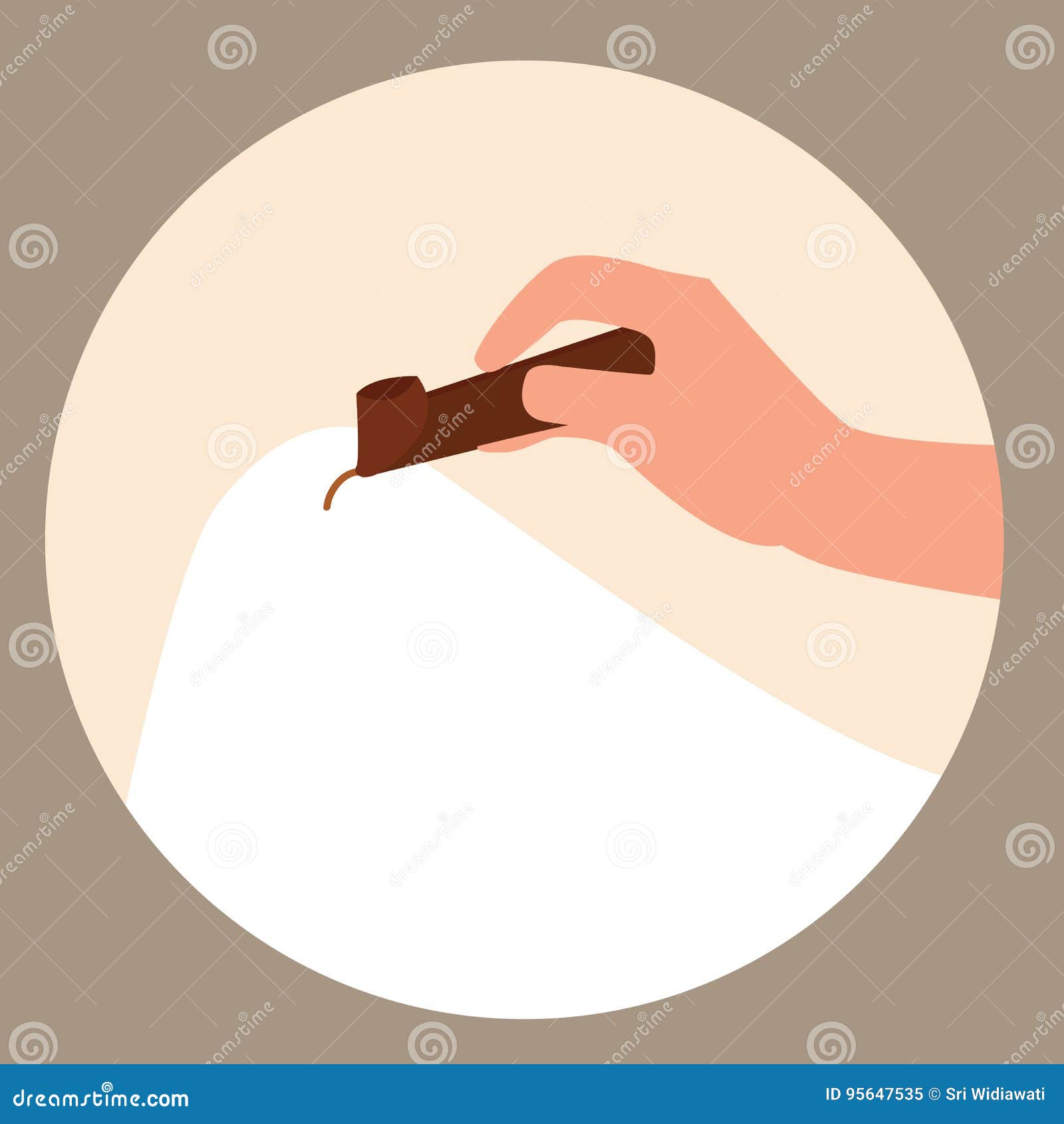 Hand Holding Canting Tools for Creating Batik in Blank Fabric Stock ...