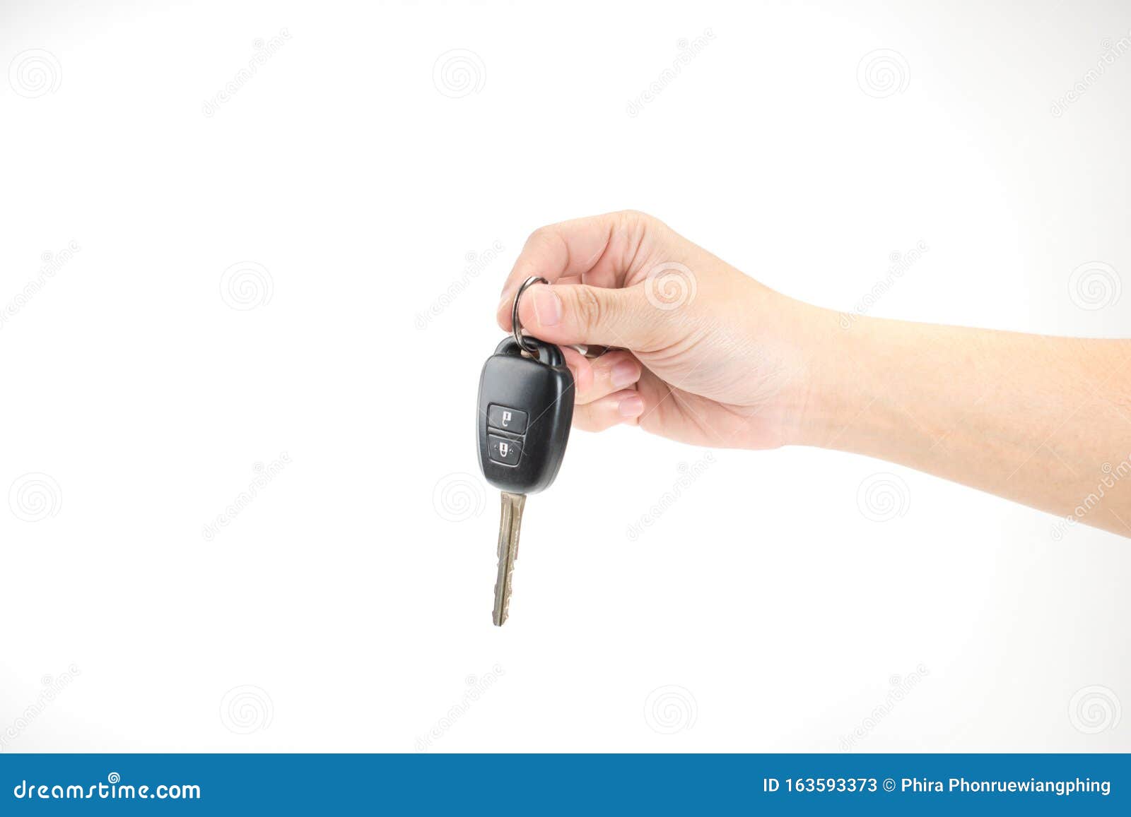 A Hand Holding a Car Key on a White Background Stock Image - Image of ...
