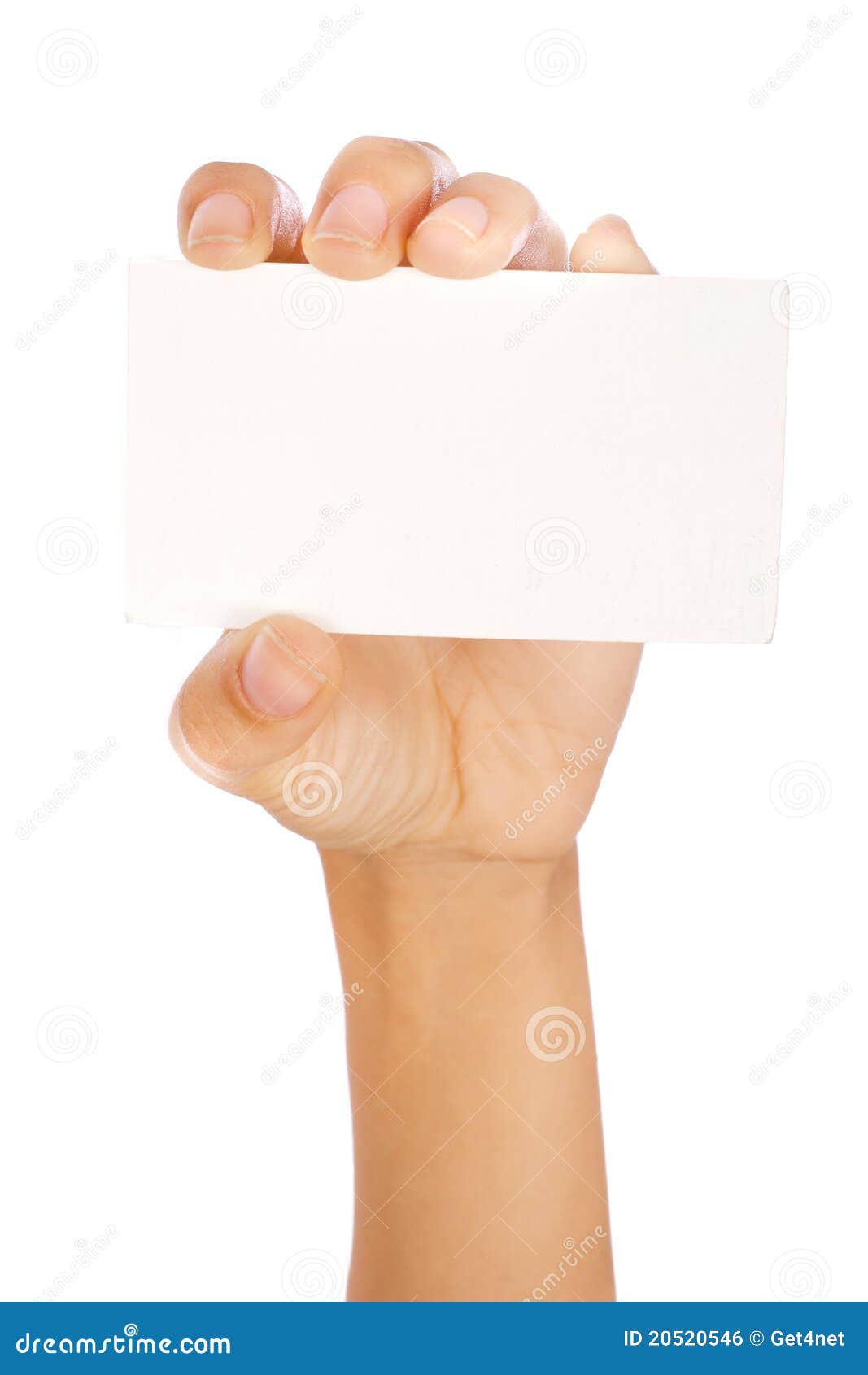 Hand holding a card stock photo. Image of human, close - 20520546