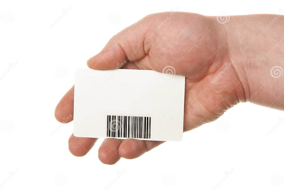 Hand Holding Card with Bar-code Stock Photo - Image of close, white ...