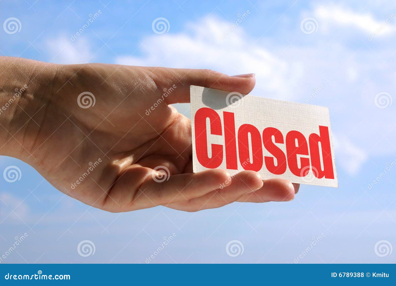 Hand Holding Card with Closed Sign Stock Photo - Image of closed, white ...