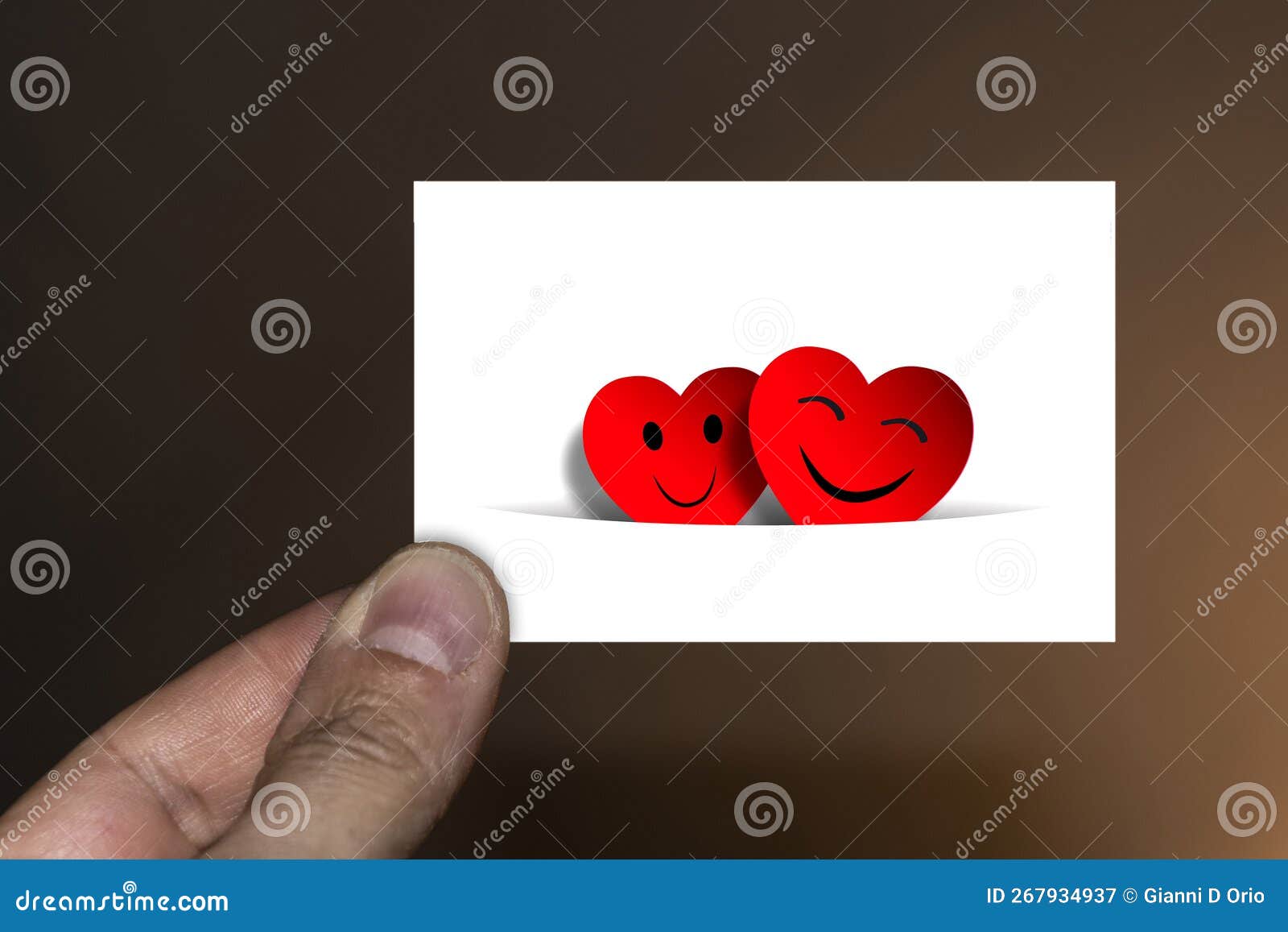 Hand Holding Card with Happy Hearts Illustration Stock Image - Image of ...