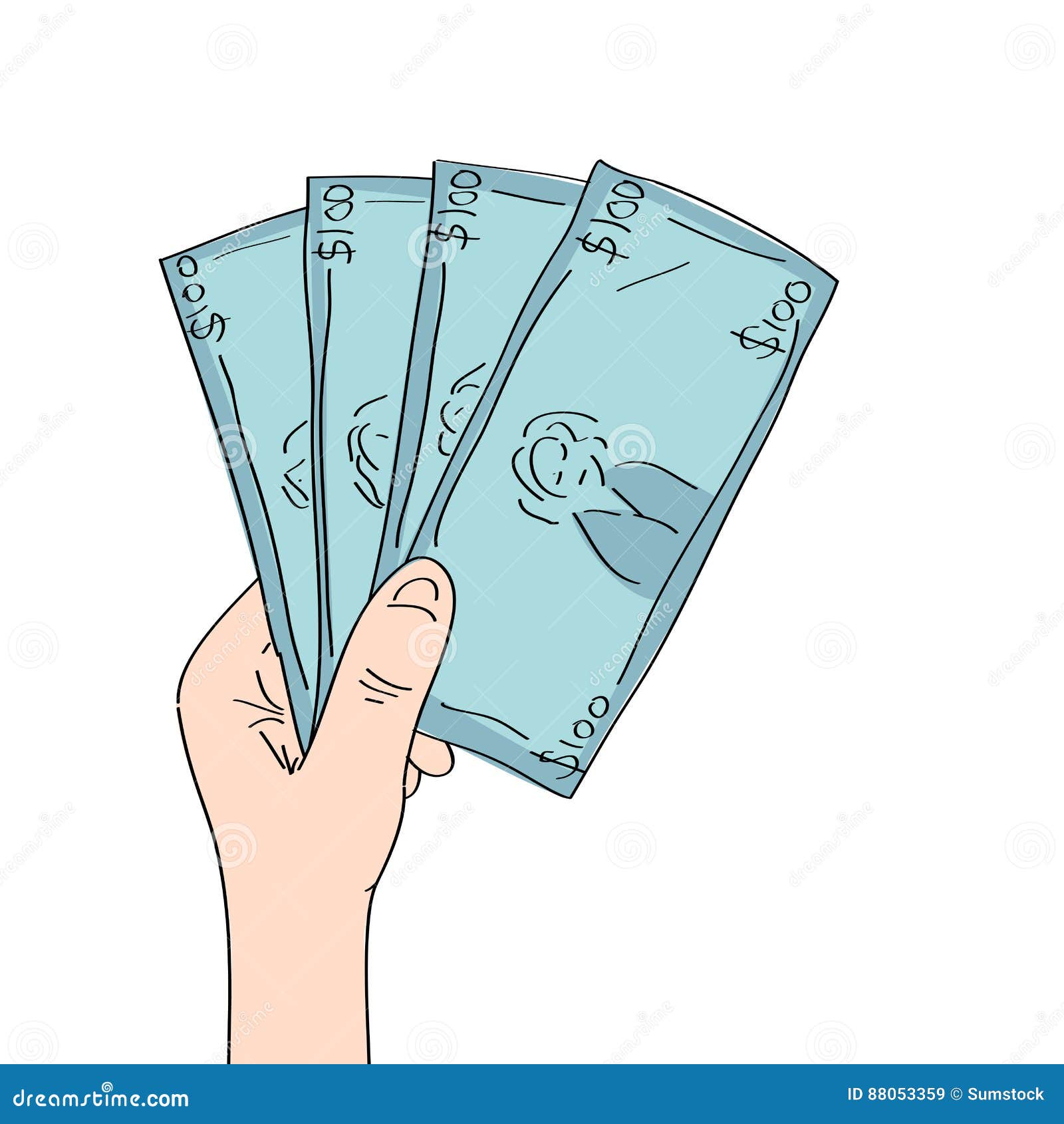 Hand holding cash stock vector. Illustration of paying - 88053359