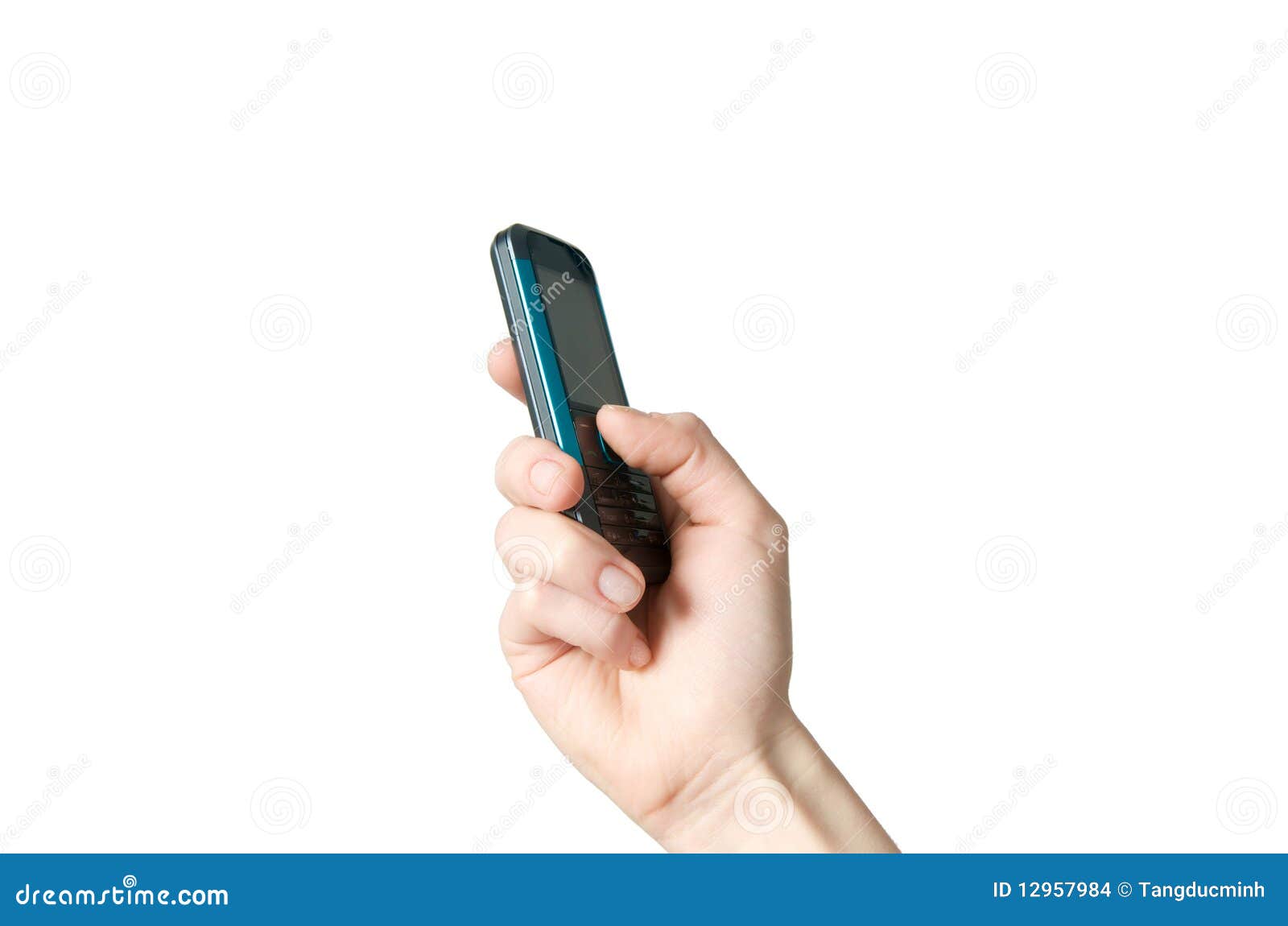Hand holding a cell phone stock photo. Image of online - 12957984