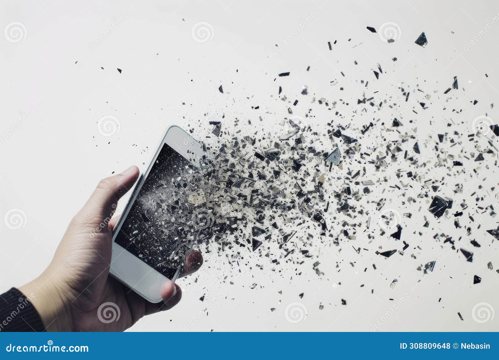 A Hand Holding a Cell Phone, with Fingers Scrolling and Interacting ...