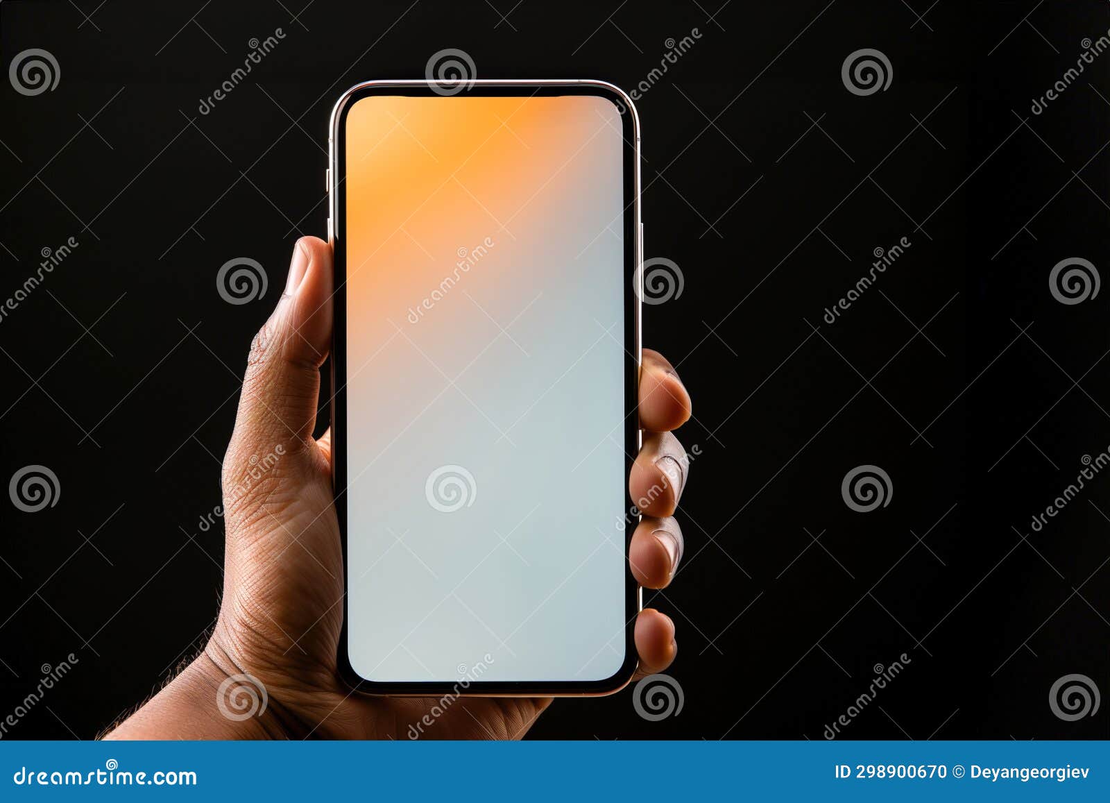 Hand Holding a Cell Phone Isolated Cutout on Black. Blank Smart Phone ...