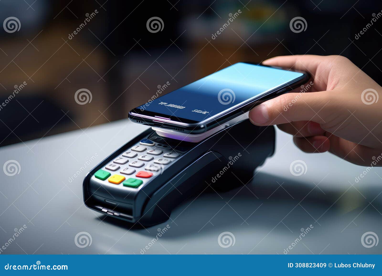 A Hand Holding a Cell Phone on a Machine Stock Illustration ...