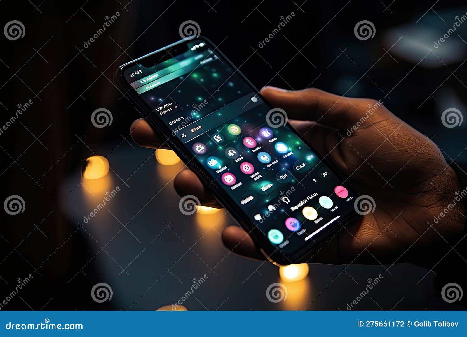 Hand Holding Cell Phone with Screen Display. Generative Ai Stock ...