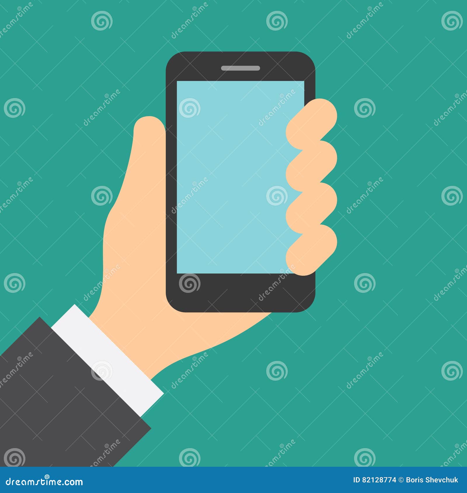 Hand Holding Cell Phone with Touch Screen. Stock Vector - Illustration ...