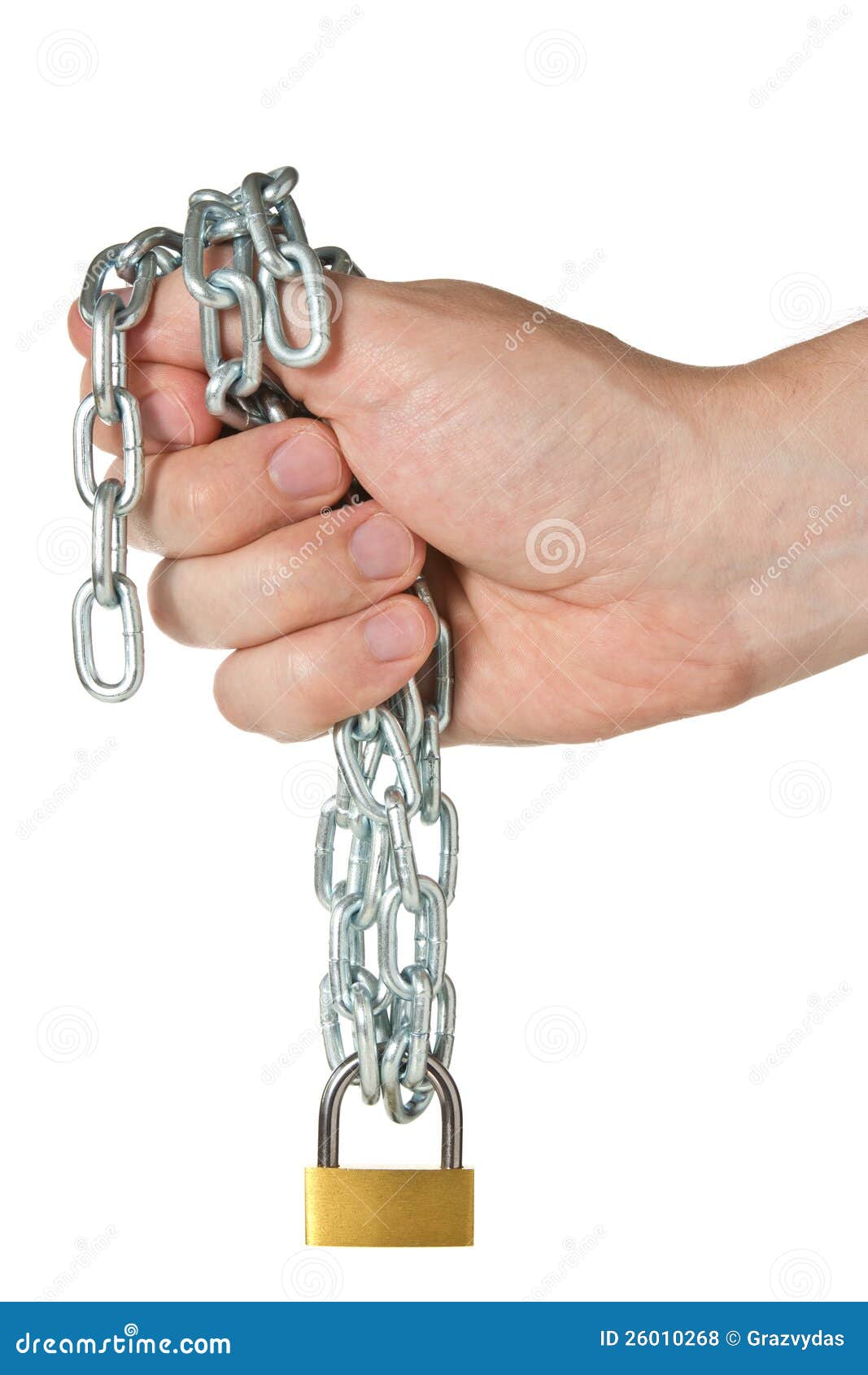 Hand Holding Chain with Padlock Stock Photo - Image of isolated ...