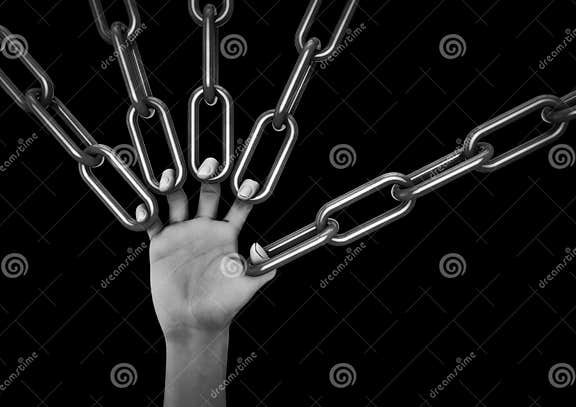 Hand holding chains stock illustration. Illustration of finger - 19775353