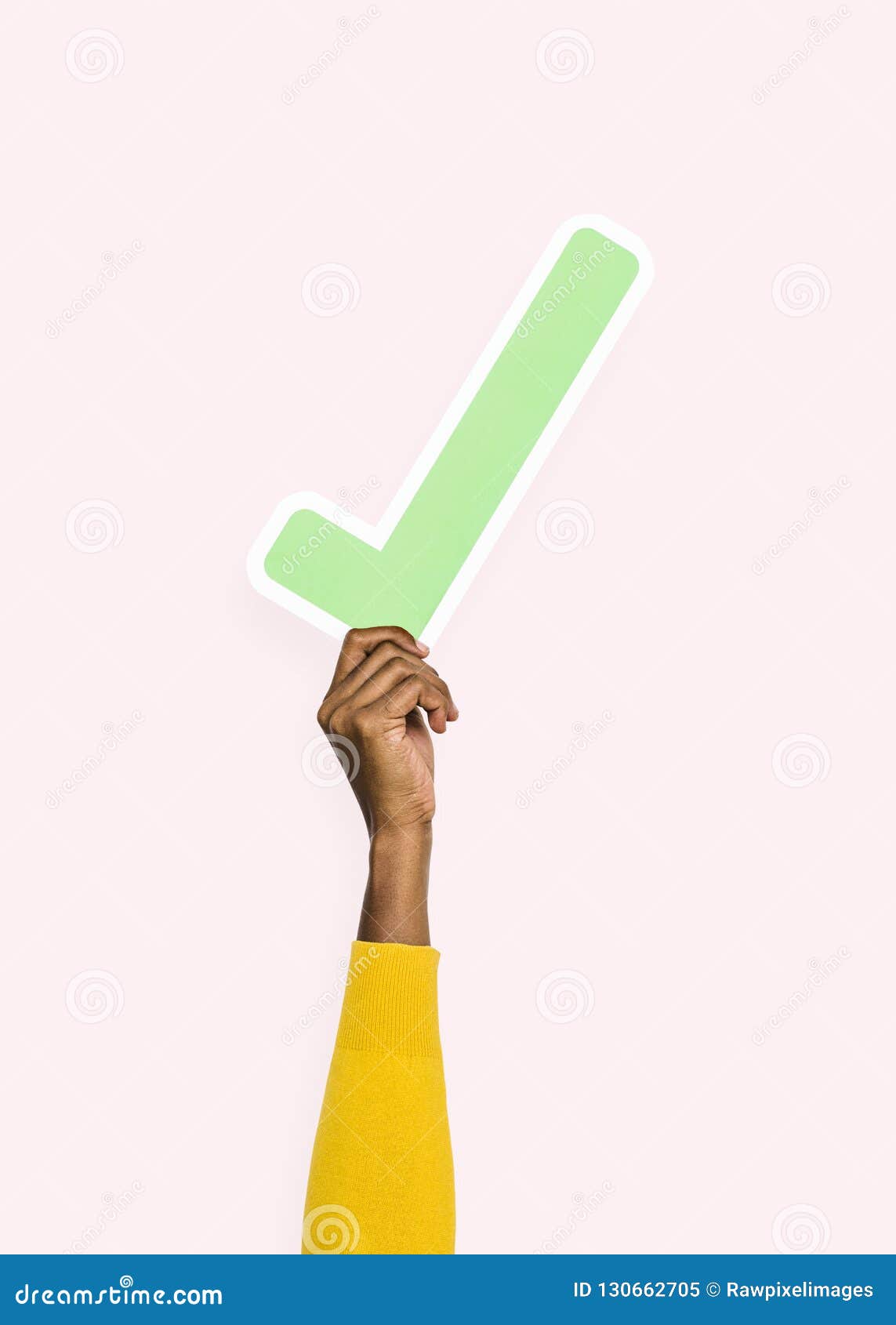 Hand holding a check mark stock image. Image of icon - 130662705
