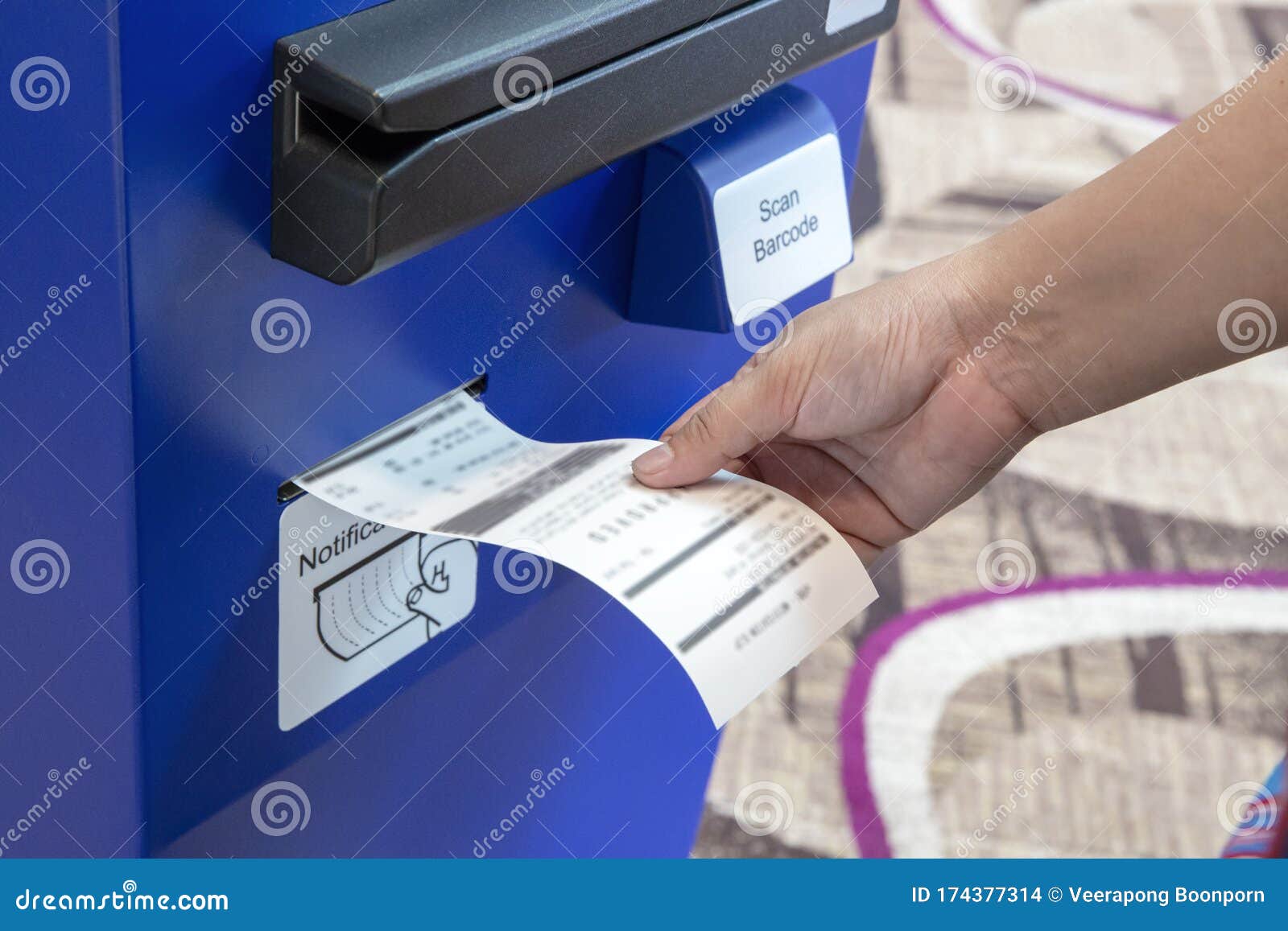 Hand Holding Checking a Bill Receipt Use Automatic Barcode Scanner ...