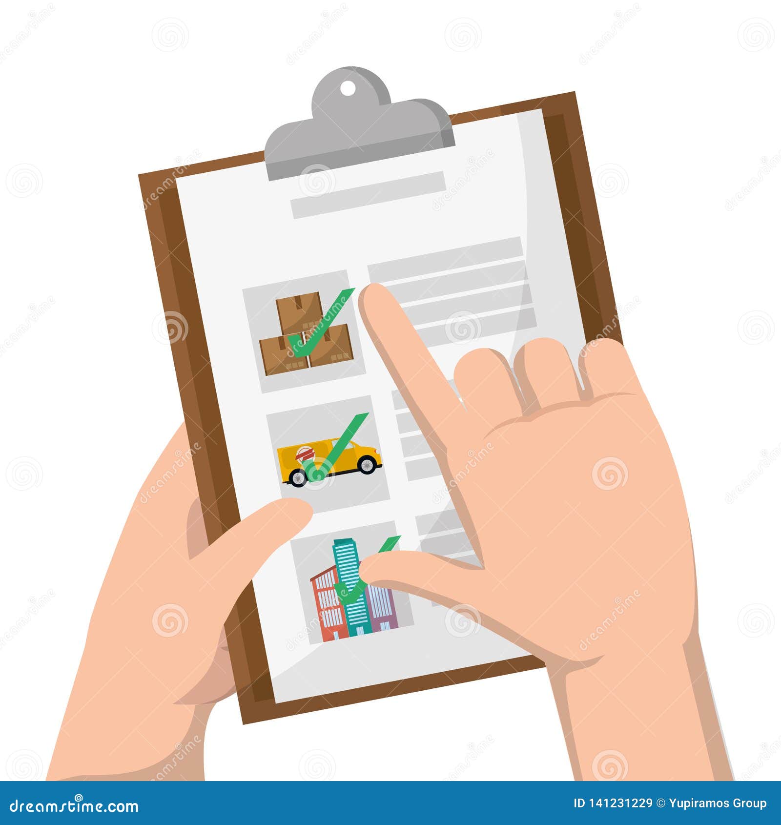 Hand holding checklist stock vector. Illustration of person - 141231229