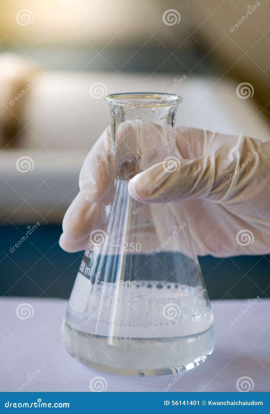 Science Flask With Water Drop And Vial In Clean White Research ...