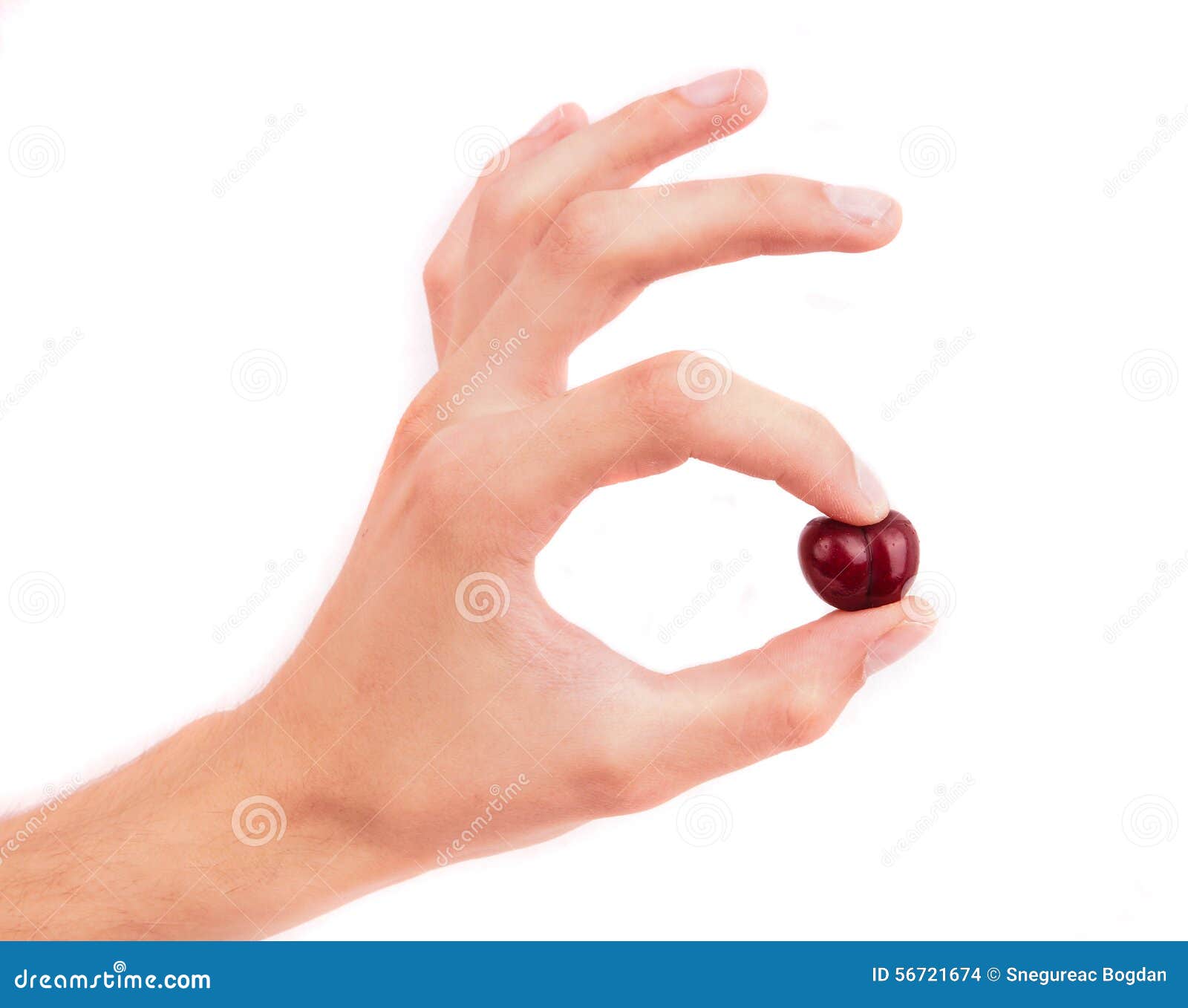 Hand Holding a Cherry. Isolated on White Background Stock Photo - Image ...