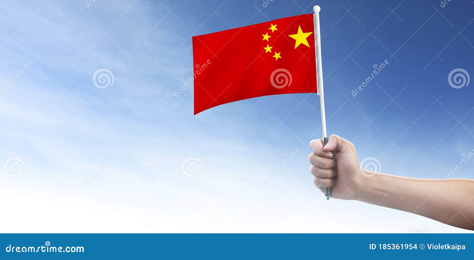 Hand Holding Chinese Flag. China Flag in Hand Stock Photo - Image of ...