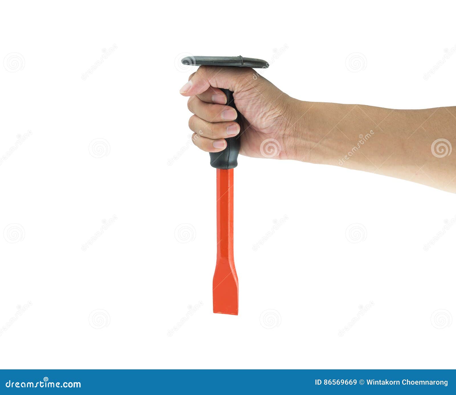 Hand Holding Chisel for Concrete Work Isolated Stock Image - Image of ...
