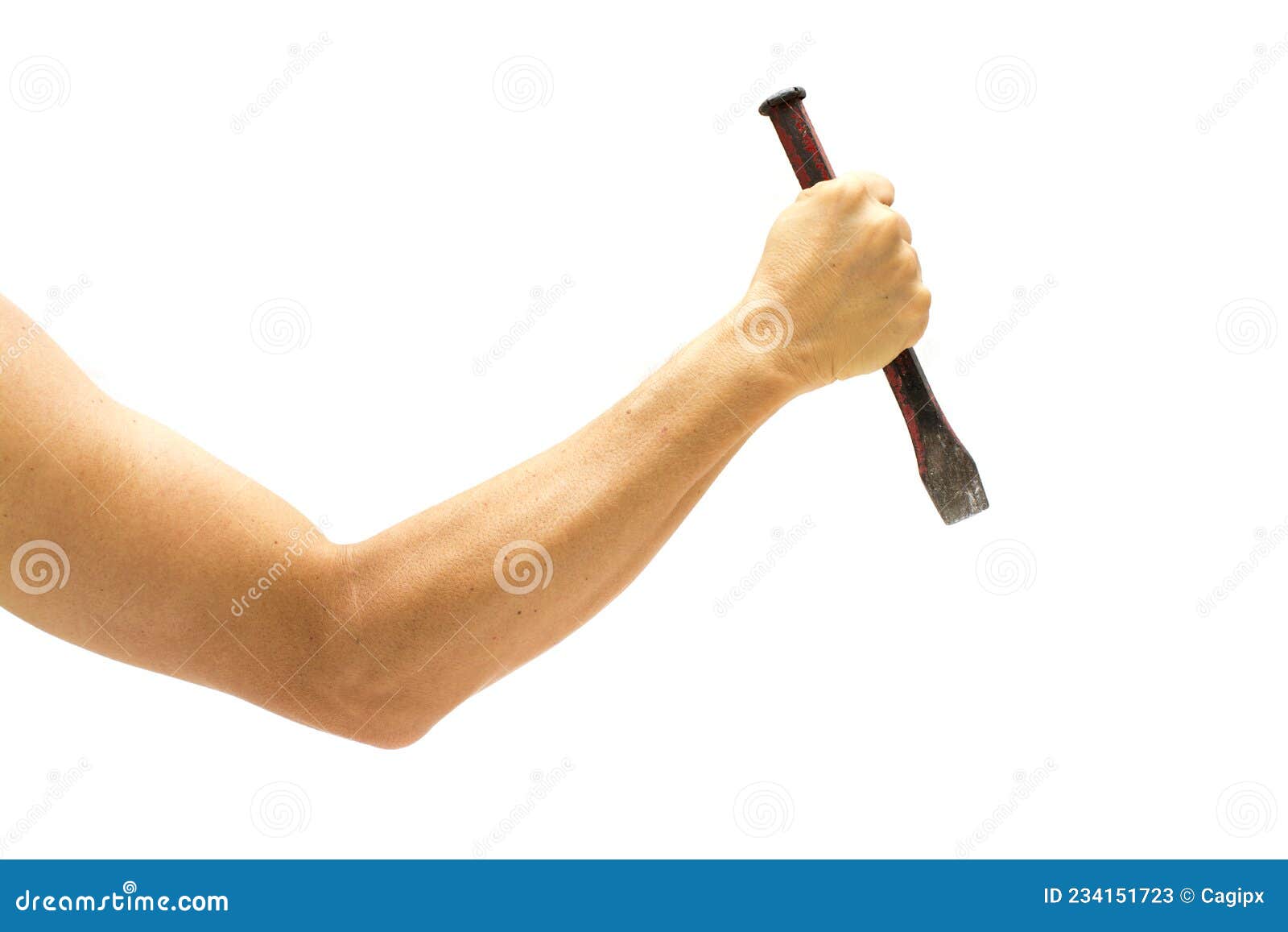Hand holding a chisel. stock image. Image of concept - 234151723
