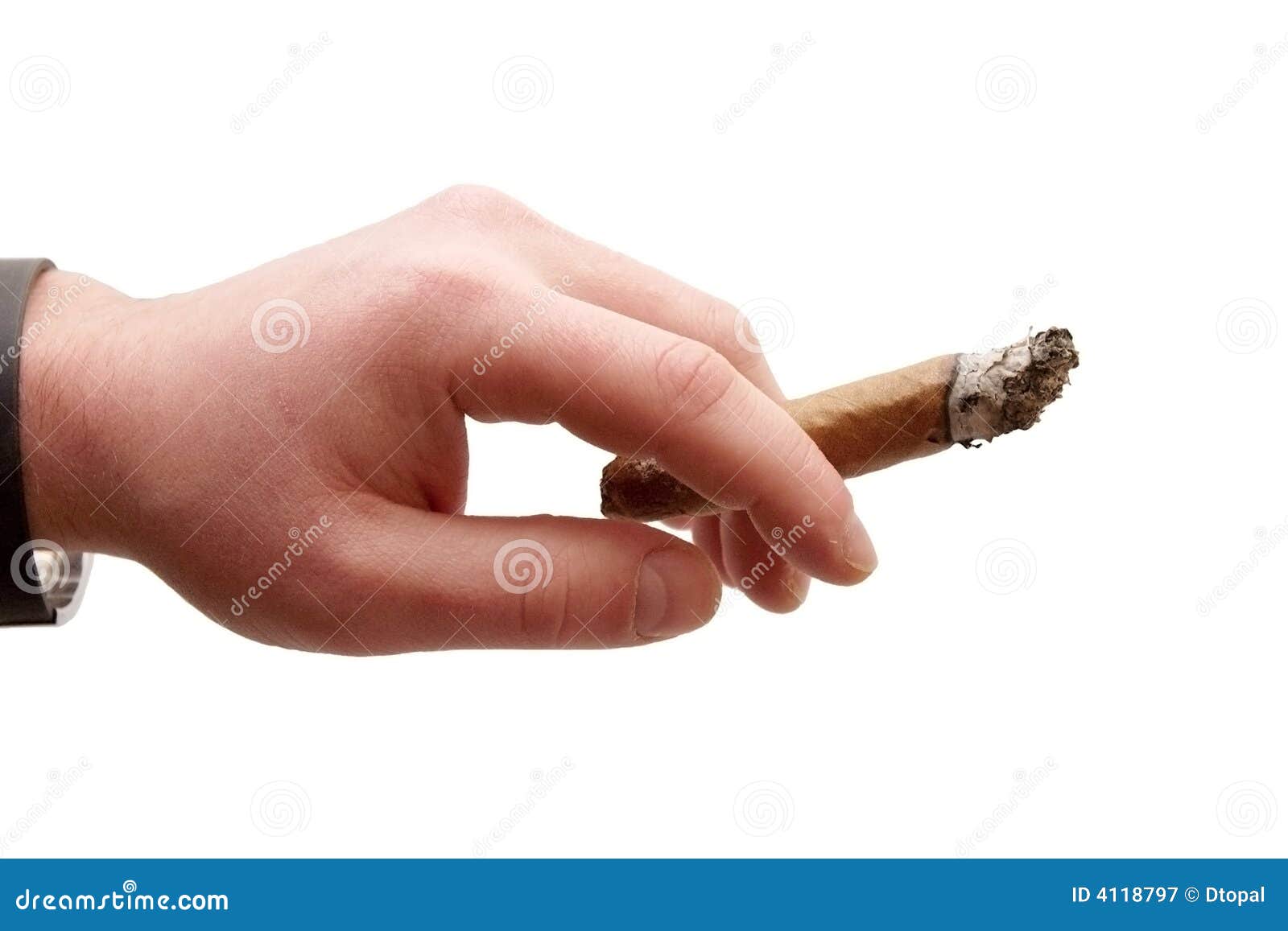Hand Holding a Cigar Smoking Stock Image - Image of hand, burnt: 4118797
