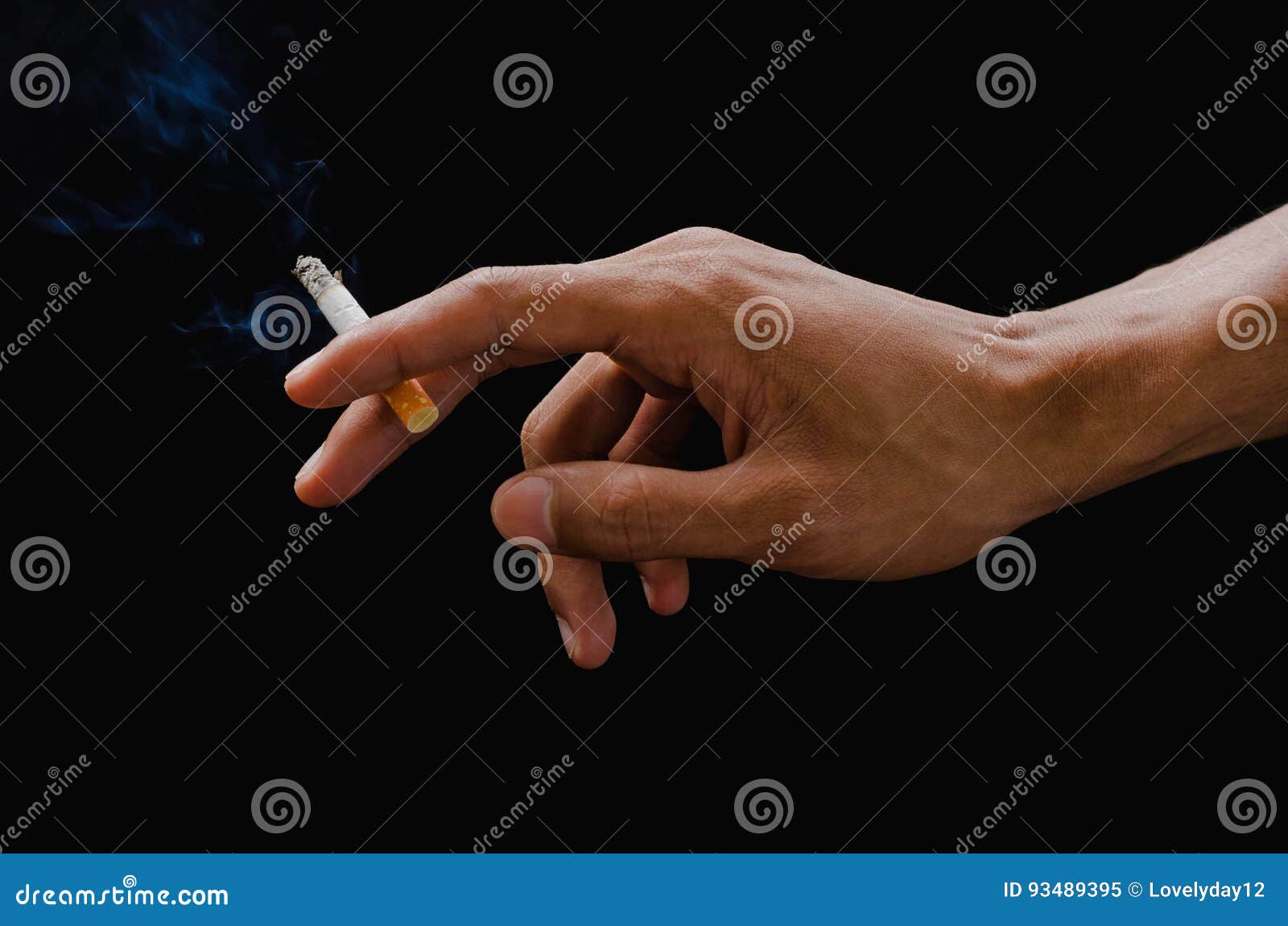 Hand Holding Cigarette and Smoke Stock Image - Image of health, human ...