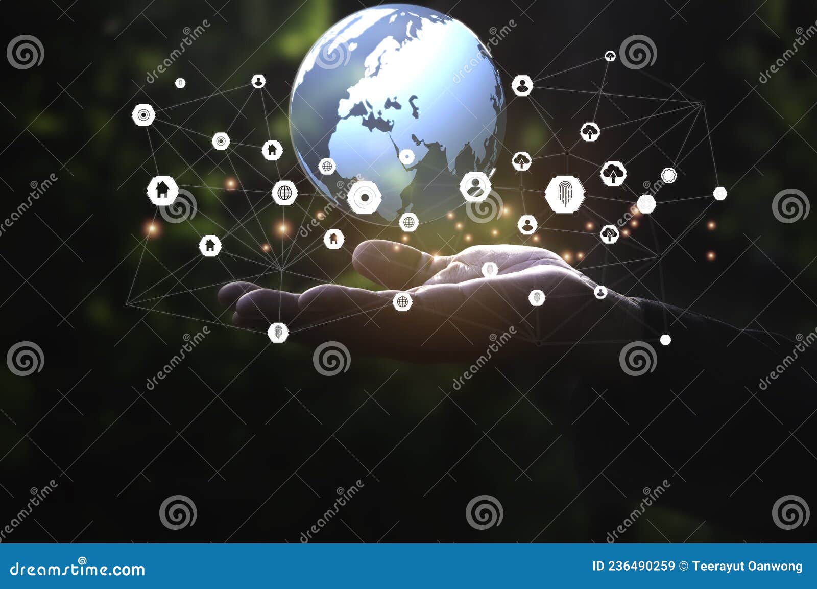 Hand Holding Circle Network Communication Technology for Global. Stock ...