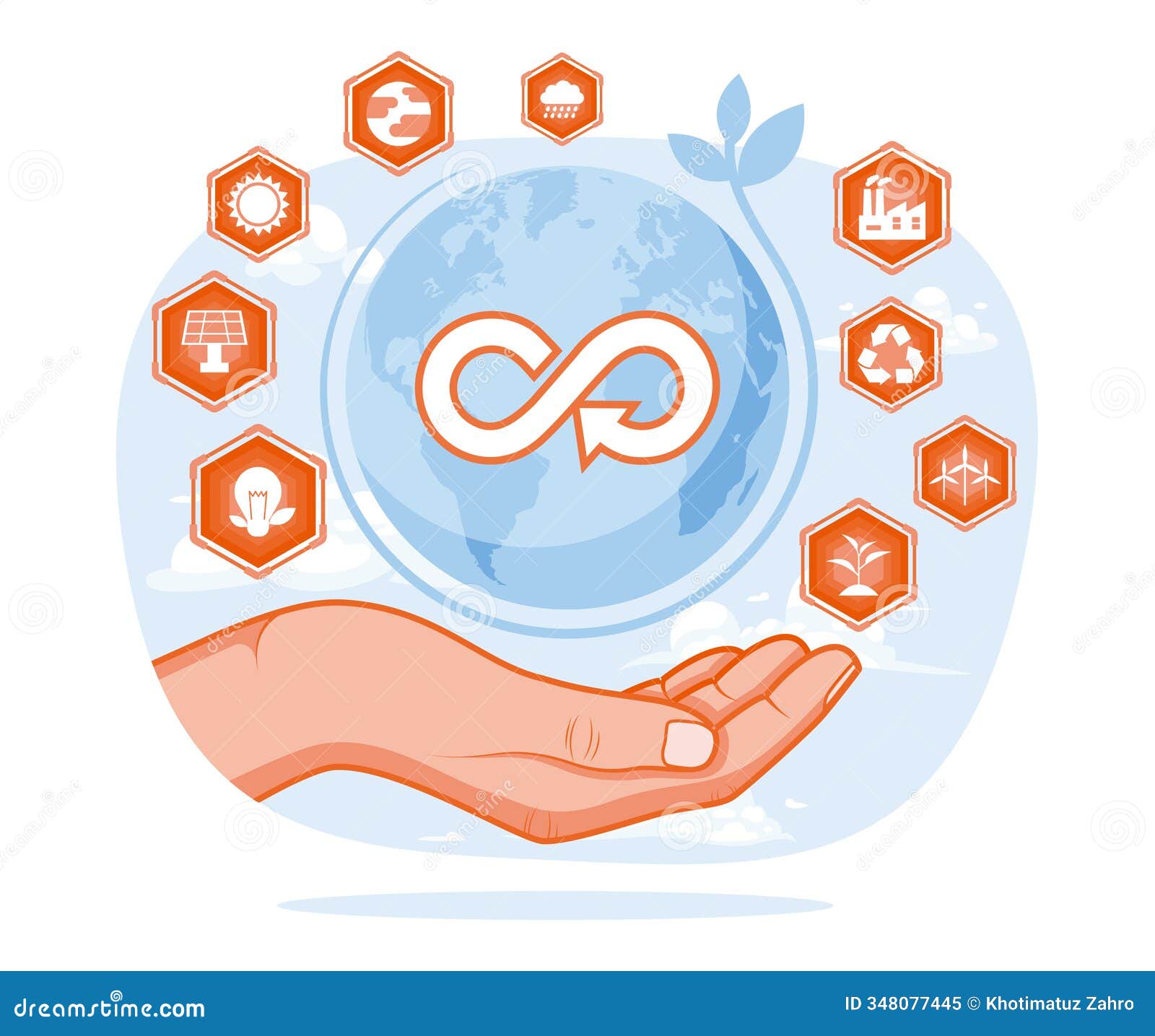 Hand-holding Circular Economy Icon. Maximizing the Efficiency of ...