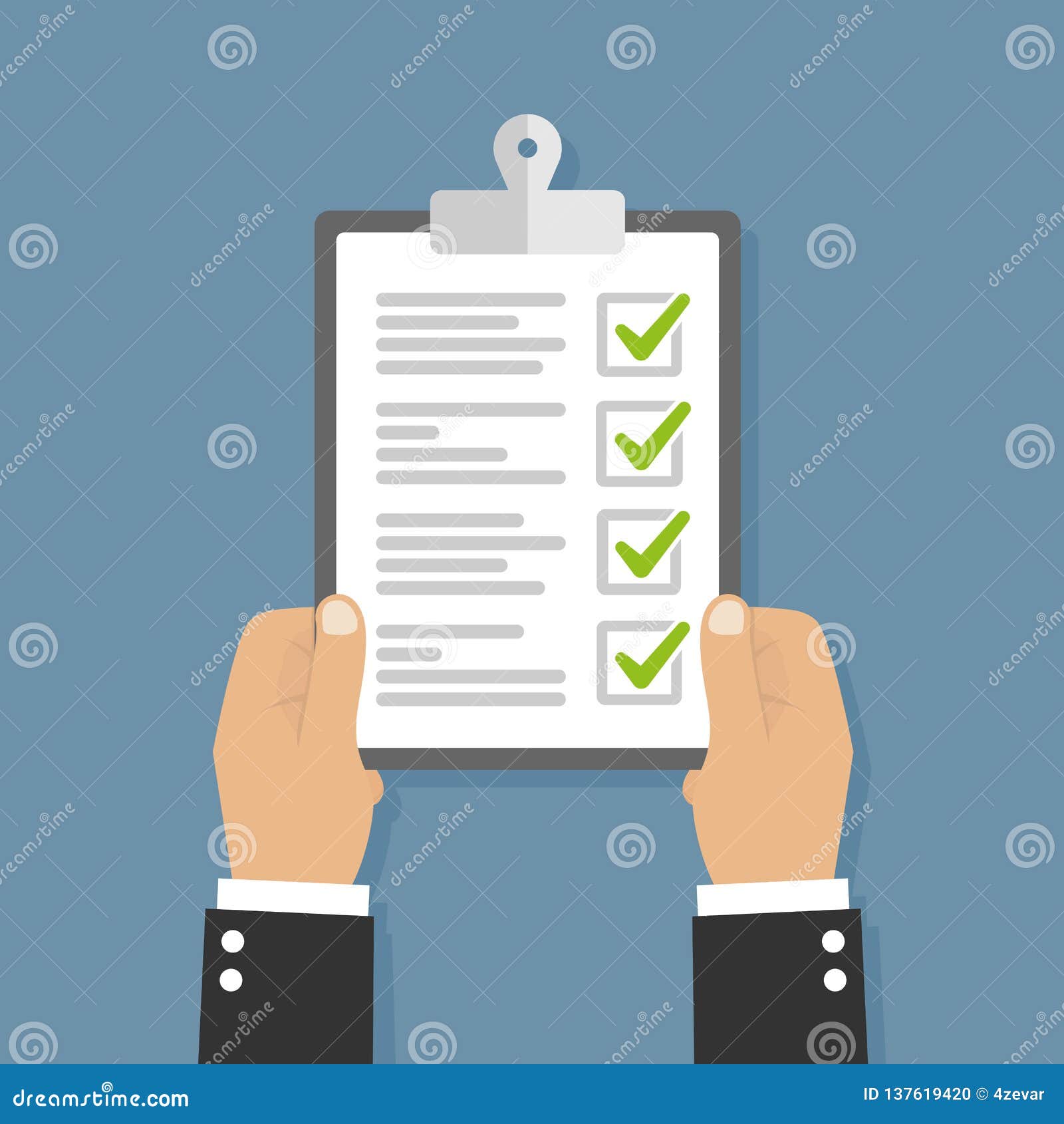 Hand Holding Clipboard with Checklist Stock Illustration - Illustration ...
