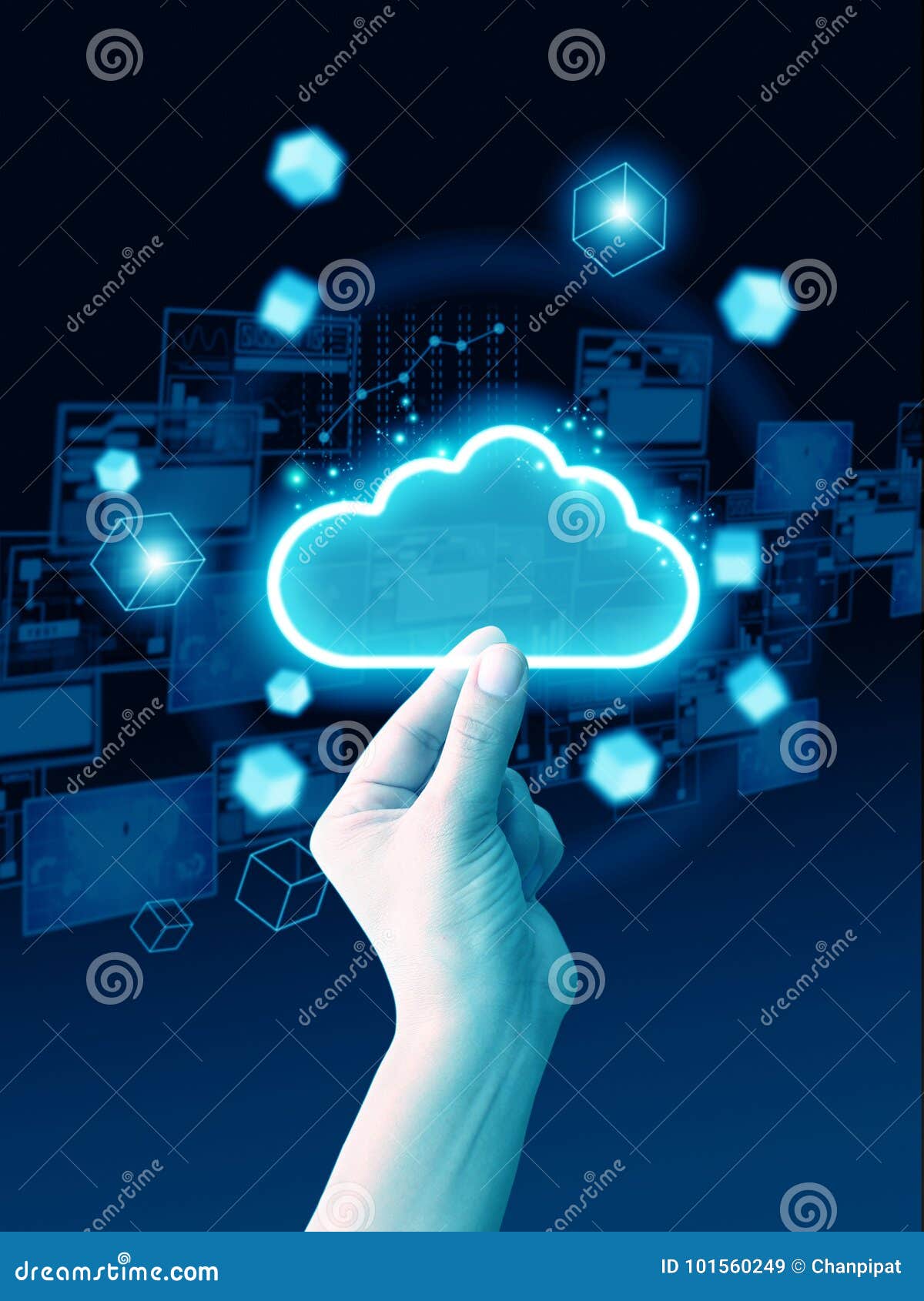 Hand holding cloud stock image. Image of future, high - 101560249
