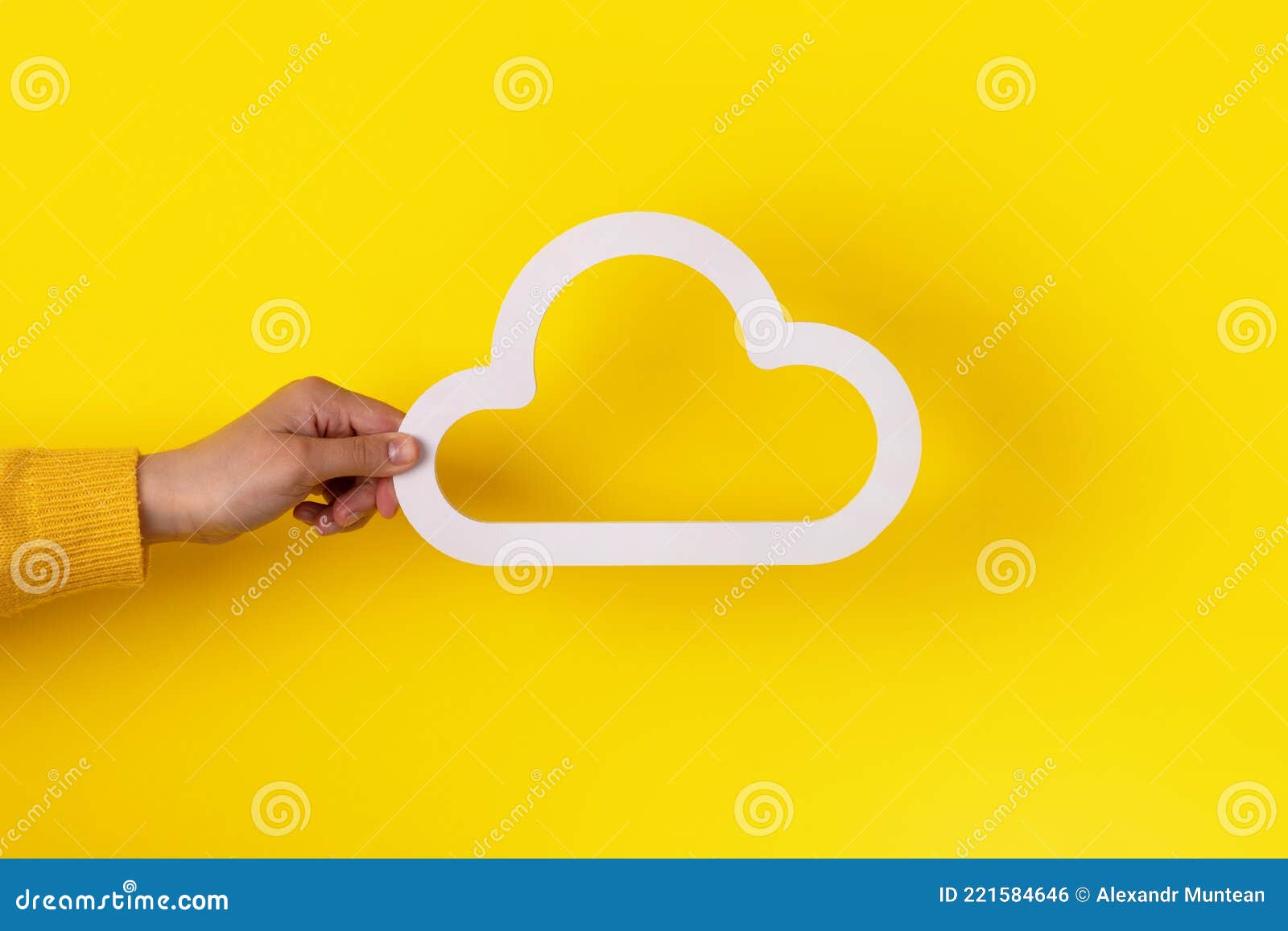 Hand holding cloud stock photo. Image of digital, global - 221584646