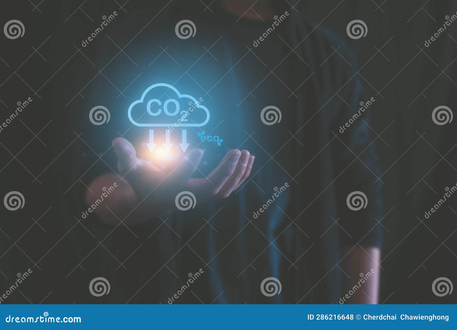 Hand Holding CO2 Reducing Icon in Concept of Decrease Carbon Dioxide ...